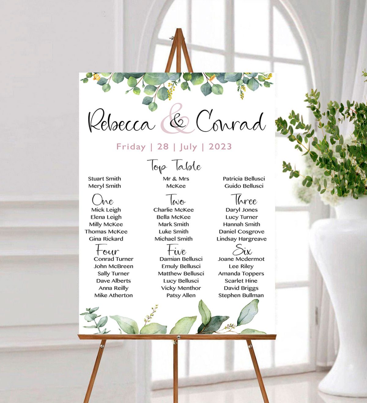 Wedding welcome signs on canvas and wedding table plans